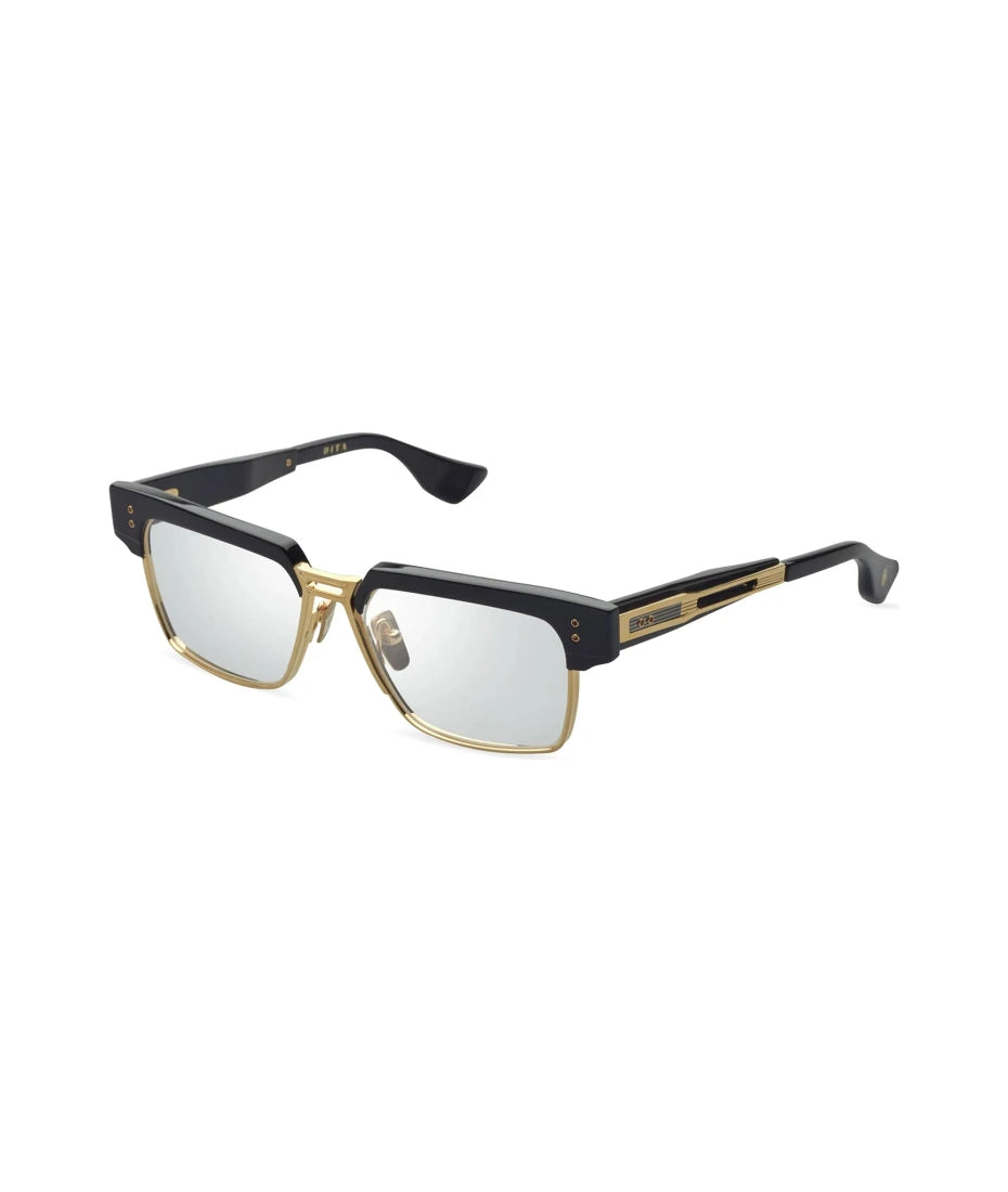 Dita Hakatron Optical Glasses – Yellow Gold & Black Acetate with Clear – Chris Optics
