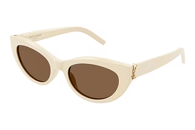 Saint Laurent Cat-Eye Sunglasses – Ivory Frame with Brown Lenses – Chris Optics