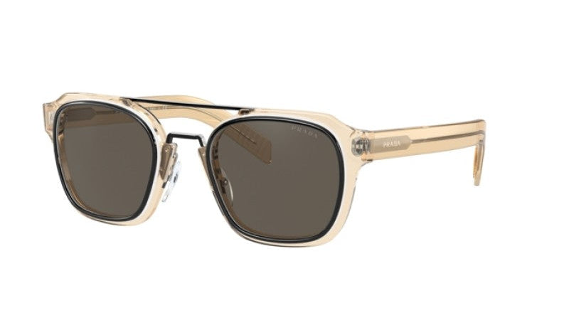 Prada Navigator Sunglasses Black/White/Amber Crystal Frame with Brown ...