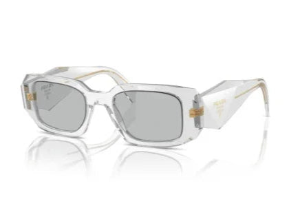 Prada Rectangular Acetate Sunglasses – Transparent Grey Frame with Gre ...